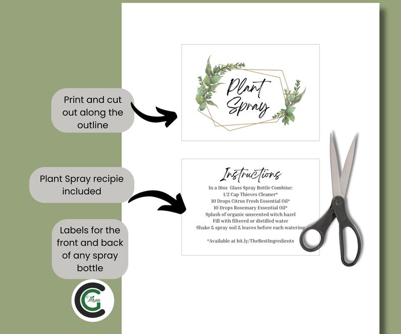 Printable Plant Spray Label: DIY Plant Misting Bottle Sticker (digital ...