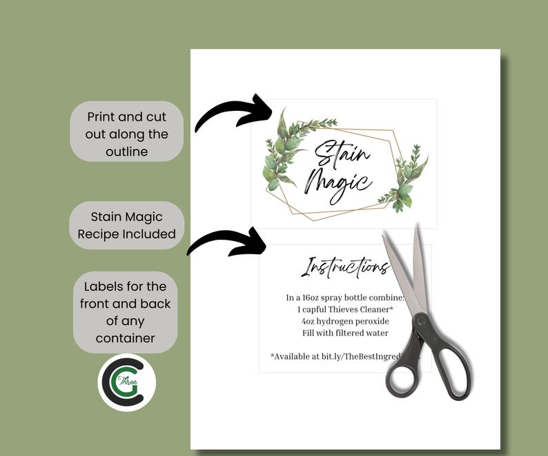 Printable Stain Magic Label Cleaning Supply Label Modern Minimalist ...