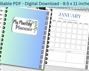 Digital 2024 Monthly Planner Printable instant Download Calendar - Etsy