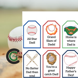 Printable Baseball Father's Day Gift Tags for Dad Gift Baseball Gift ...