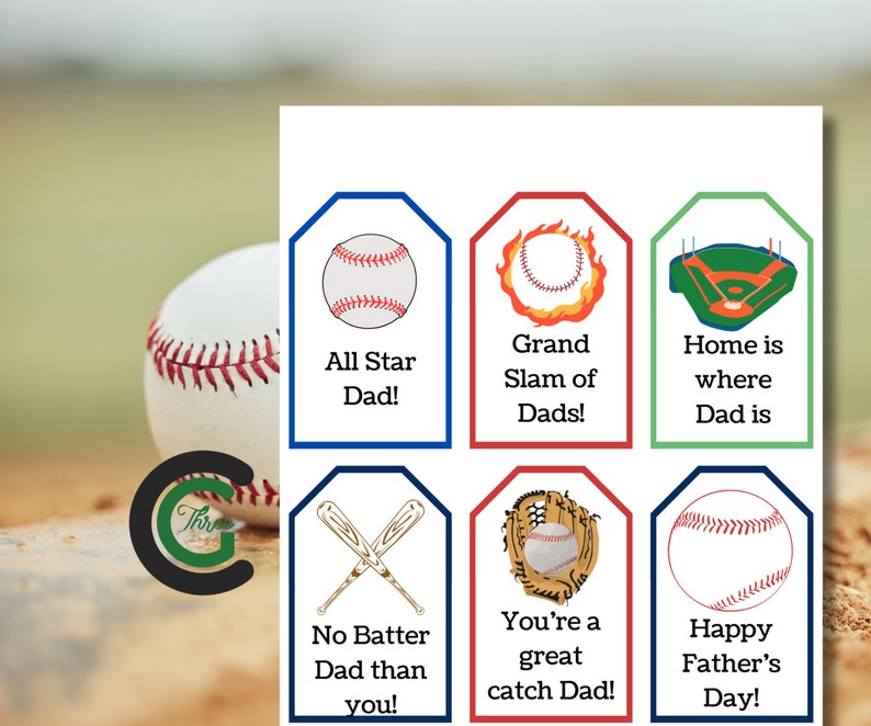 Printable Baseball Father's Day Gift Tags for Dad Gift Baseball Gift ...