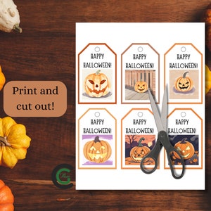 Printable Jack-o'-lantern Gift Tags Pumpkin Treat Tags for Halloween ...