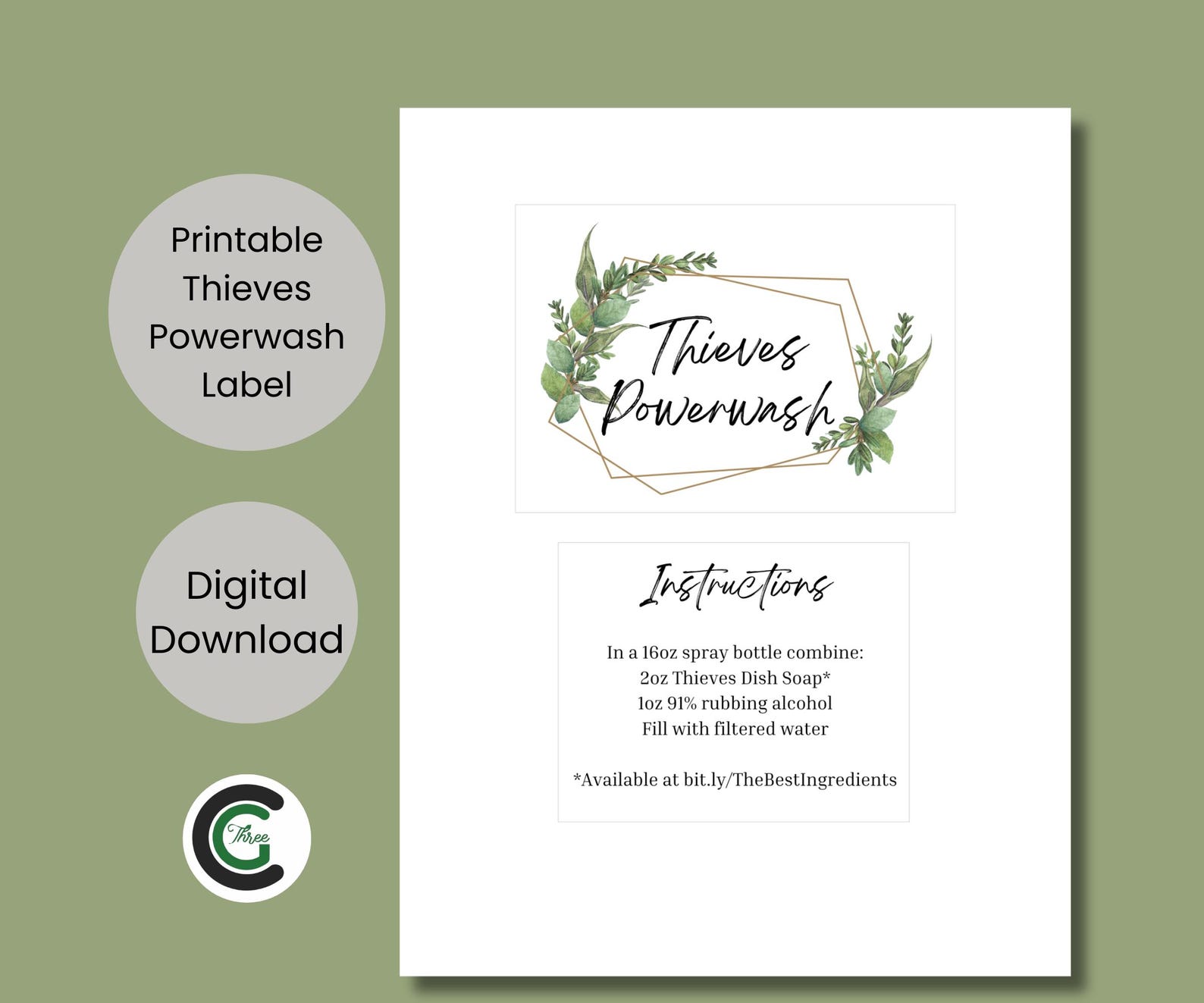 Printable Thieves Powerwash Label: DIY Cleaning Supply Tag (digital ...