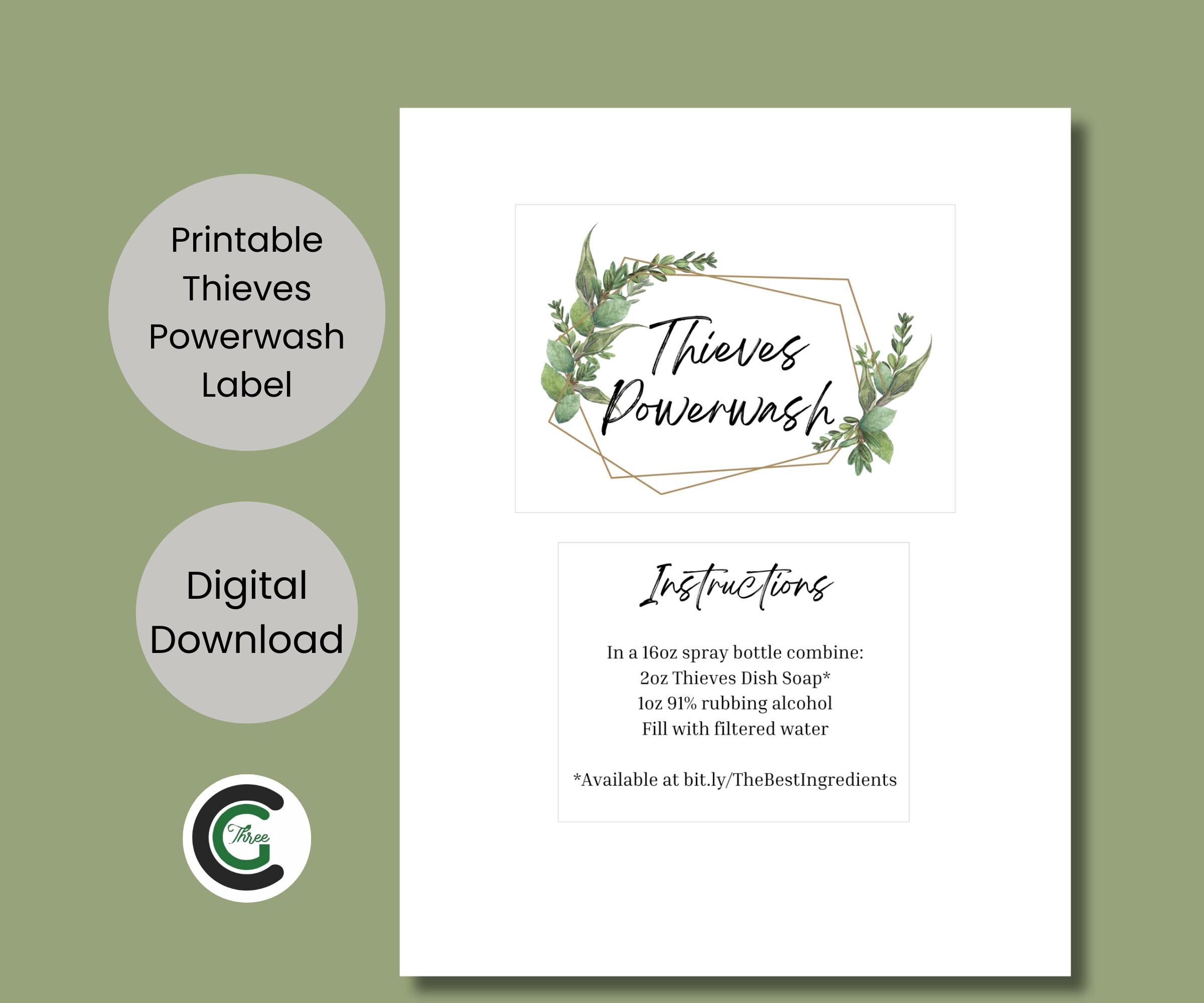 Printable Thieves Powerwash Label: DIY Cleaning Supply Tag (digital ...