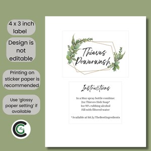 Printable Thieves Powerwash Label: DIY Cleaning Supply Tag (digital ...