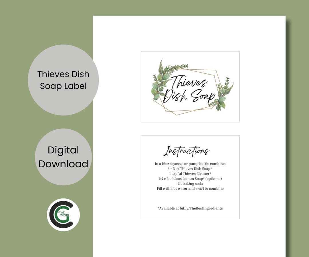 Printable Dish Soap Label Non-editable Kitchen Bottle Sticker Aesthetic ...