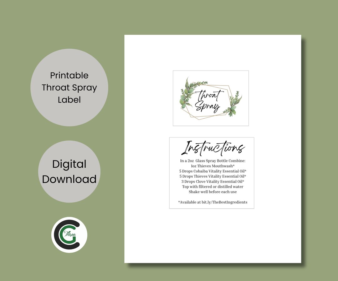 Printable Throat Spray Label for Herbal Remedies Modern Apothecary ...