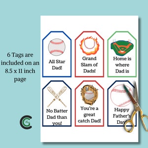Printable Baseball Father's Day Gift Tags for Dad Gift Baseball Gift ...