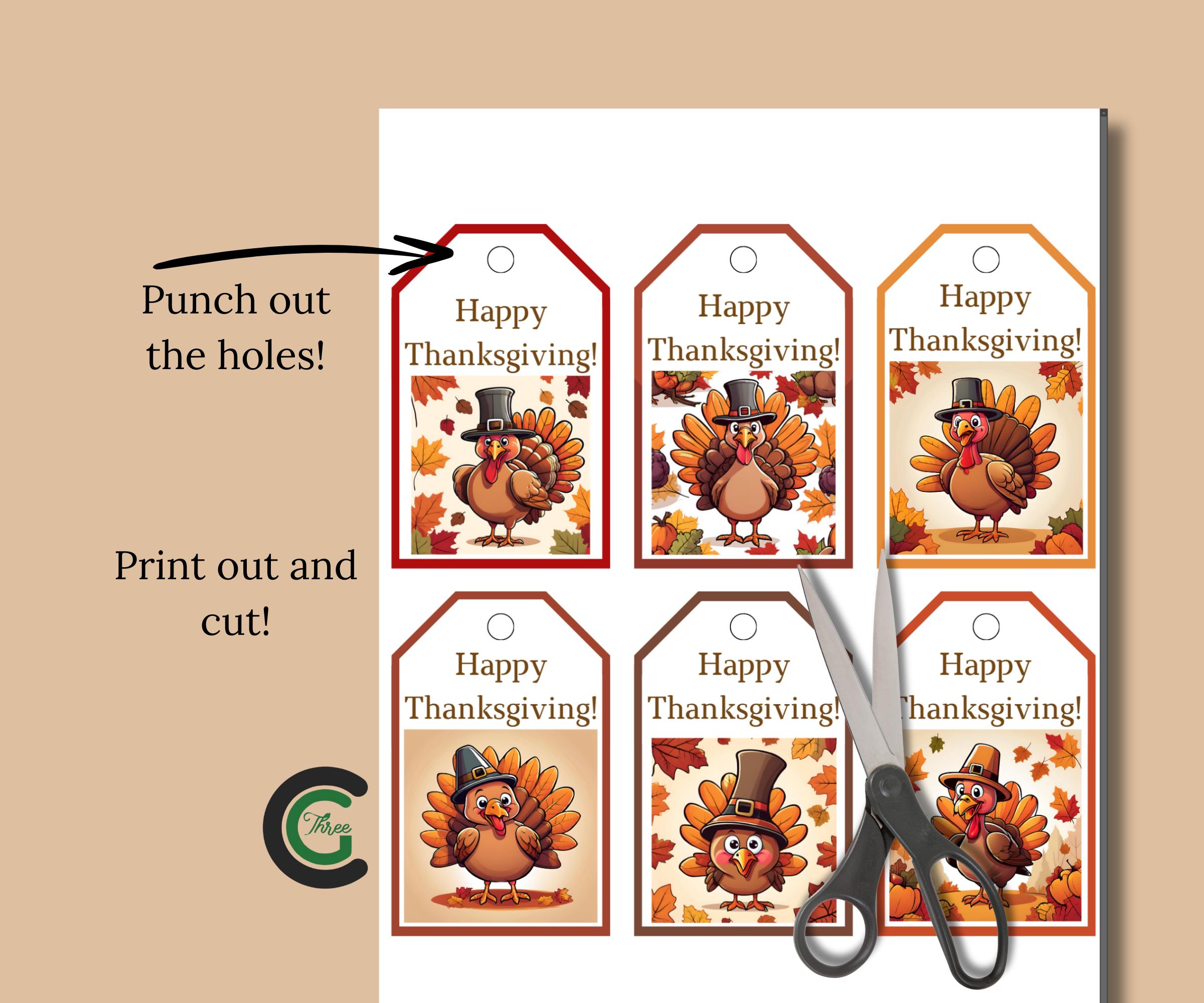 Printable Thanksgiving Turkey Gift Tags: Dinner Party Favors (PDF) - Etsy