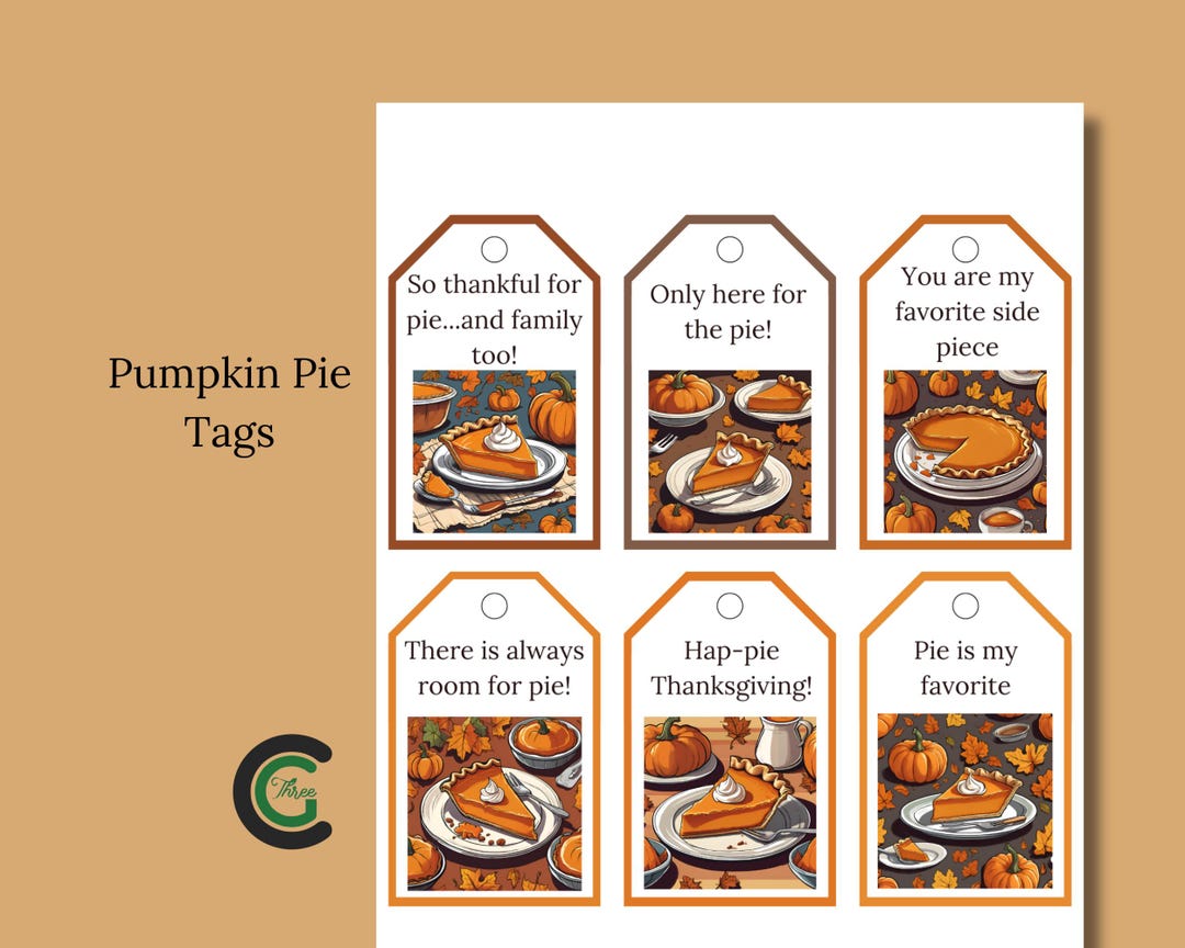 Printable Pumpkin Pie Thanksgiving Tags (PDF Download) - Etsy