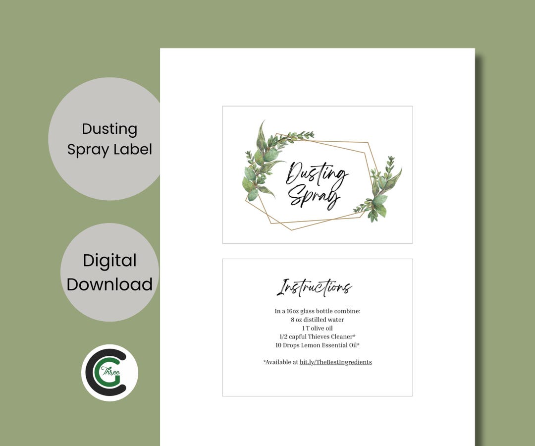 Printable Dusting Spray Label Eco-friendly Cleaning Supplies Home ...