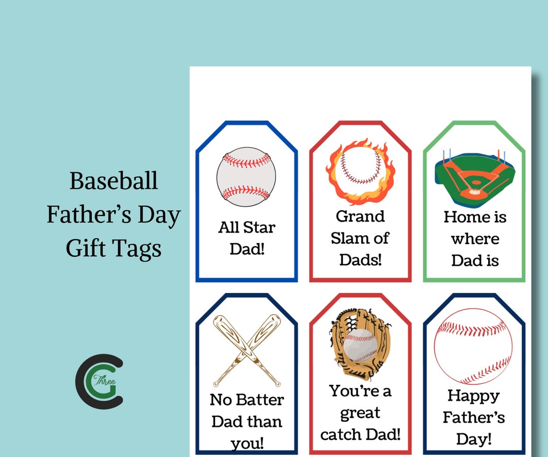 Printable Baseball Father's Day Gift Tags for Dad Gift Baseball Gift ...