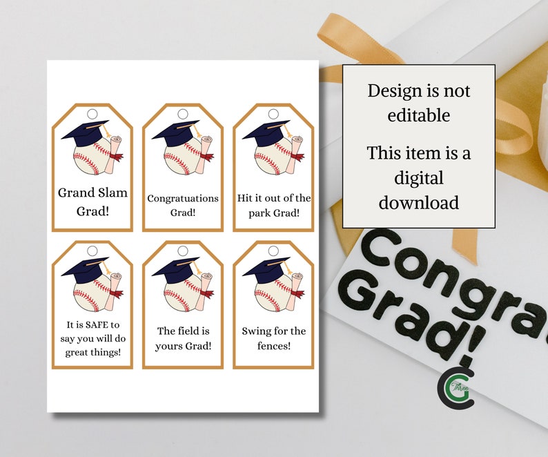 Printable Graduation Gift Tags for Baseball Fans Celebration Gift Tags ...