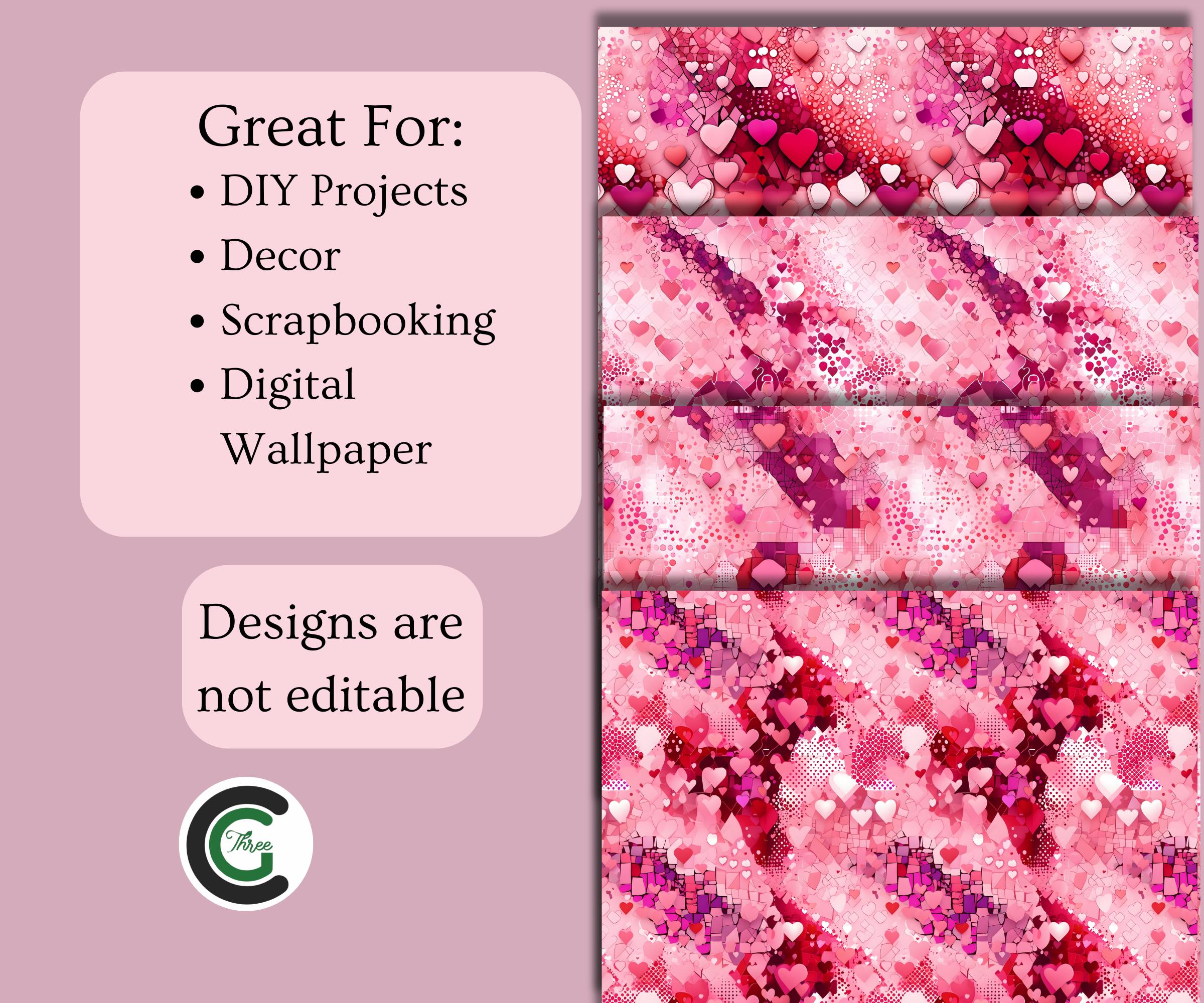 Printable Valentine's Day Digital Paper - Love-themed Patterns for ...