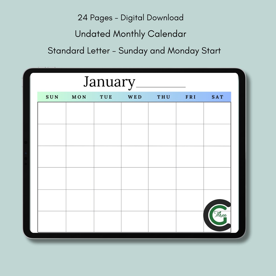 Calendar 2024 Printable Calendar Simple Planner 2024 Calendar 12 Month ...