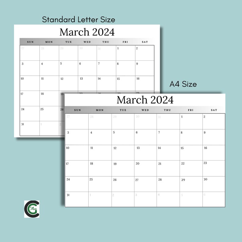 Printable Calendar 2024 Planner 12 Month Organizer Family Calendar for ...
