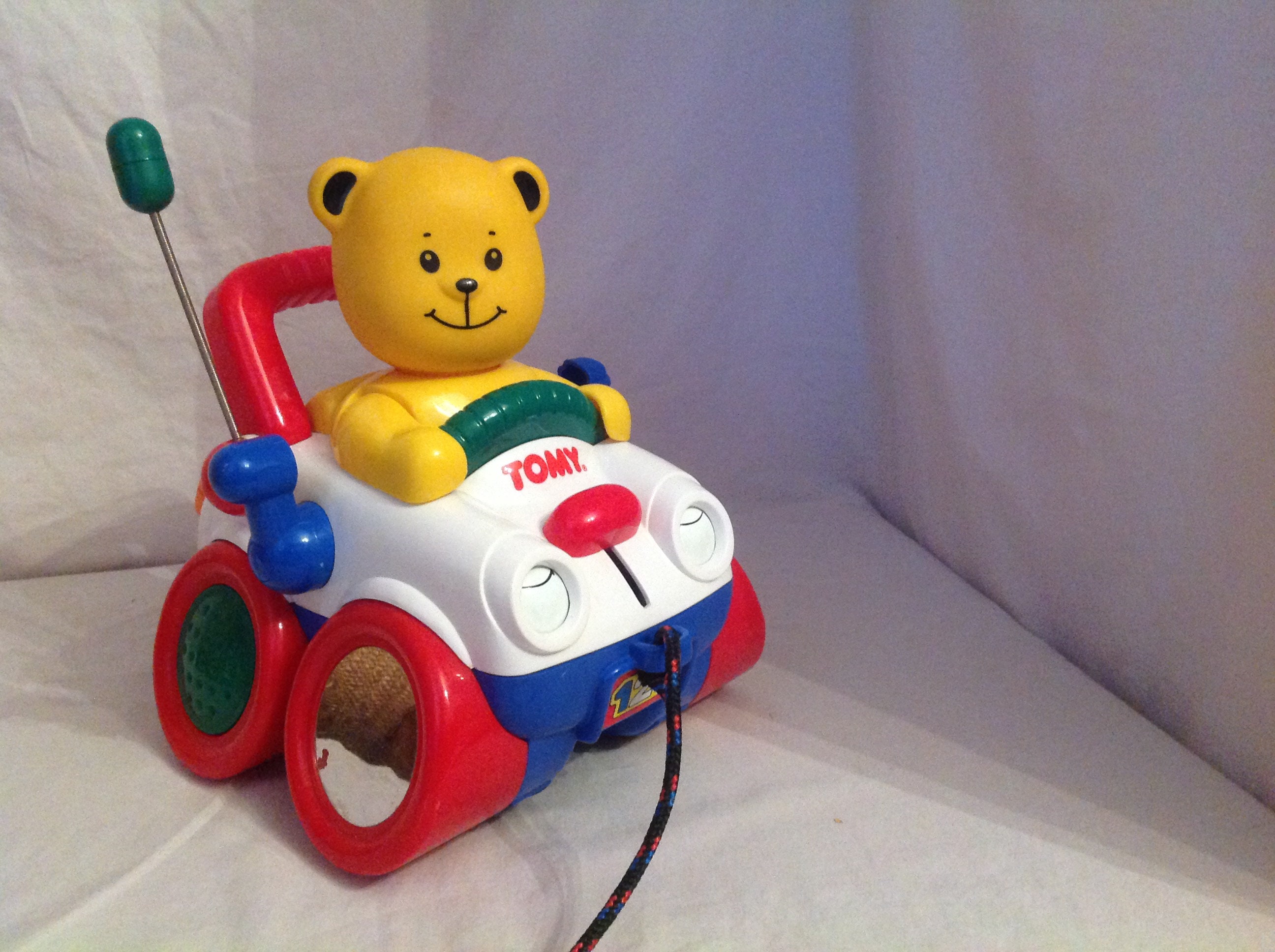 Vintage Tomy Pull Along Toddler Toy Teddy Interactive Car Retro 1993 ...