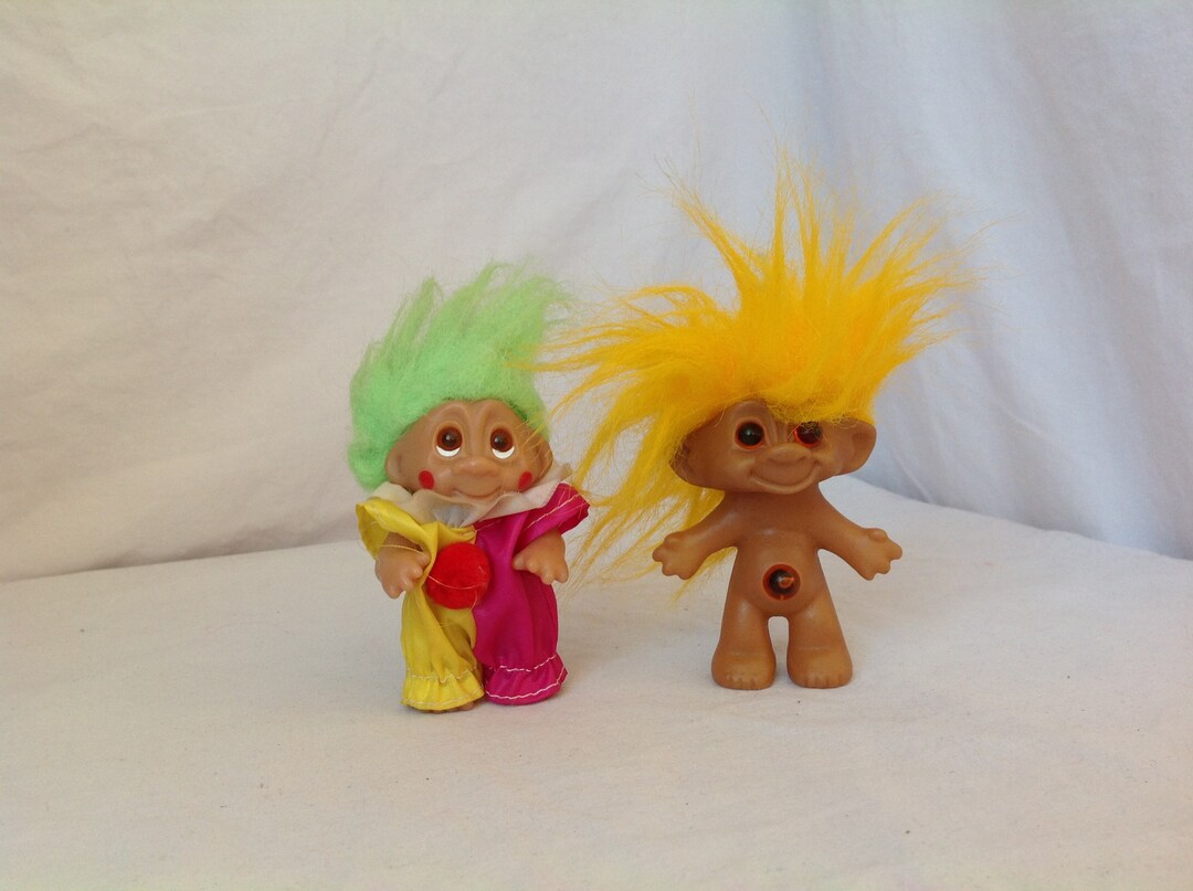 Troll Set Miniatures Clown Costume Jewel in Belly Cute Vintage 1980's ...