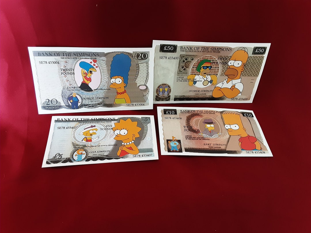 The Simpsons Collectable Money Bank Notes Funny Gift Four Notes Not ...