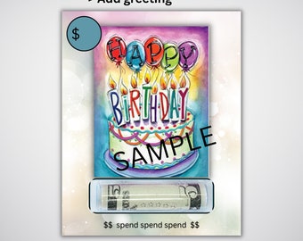 Happy Birthday Money Holder - Etsy