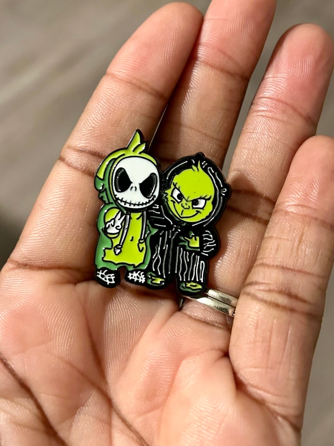 Grinch & Jack Skellington Enamel Pin Holiday Themed Lapel - Etsy