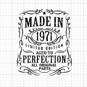 1971 Birthday SVG PNG 1971 Birthday Vintage 1971 Aged to Perfection ...