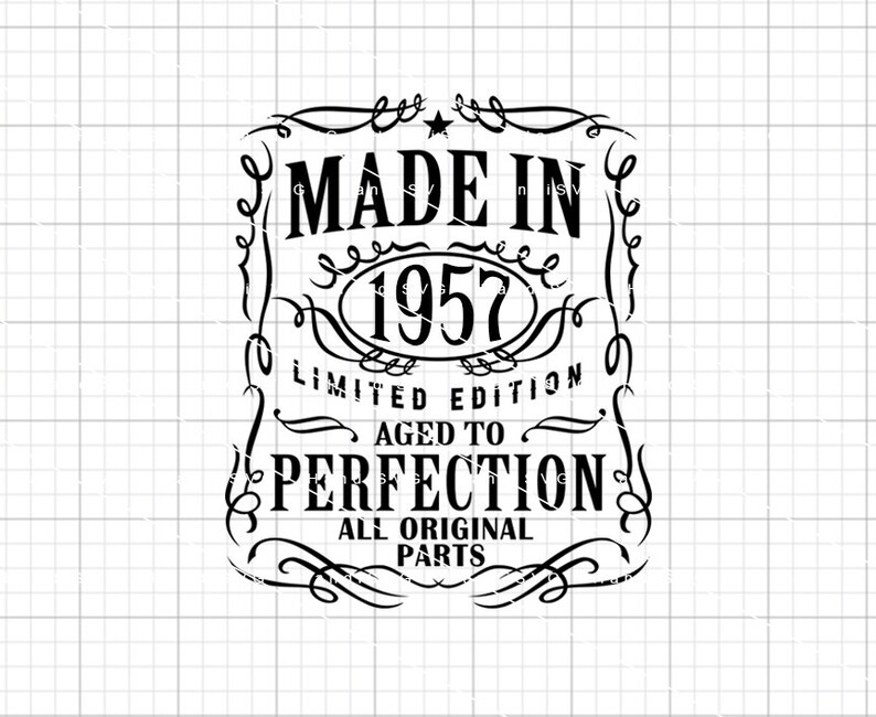 1957 Birthday SVG PNG 1957 Birthday Vintage 1957 Aged to Perfection ...