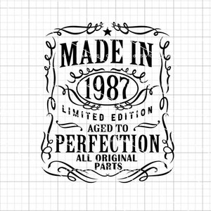 1987 Birthday SVG PNG 1987 Birthday Vintage 1987 Aged to Perfection ...