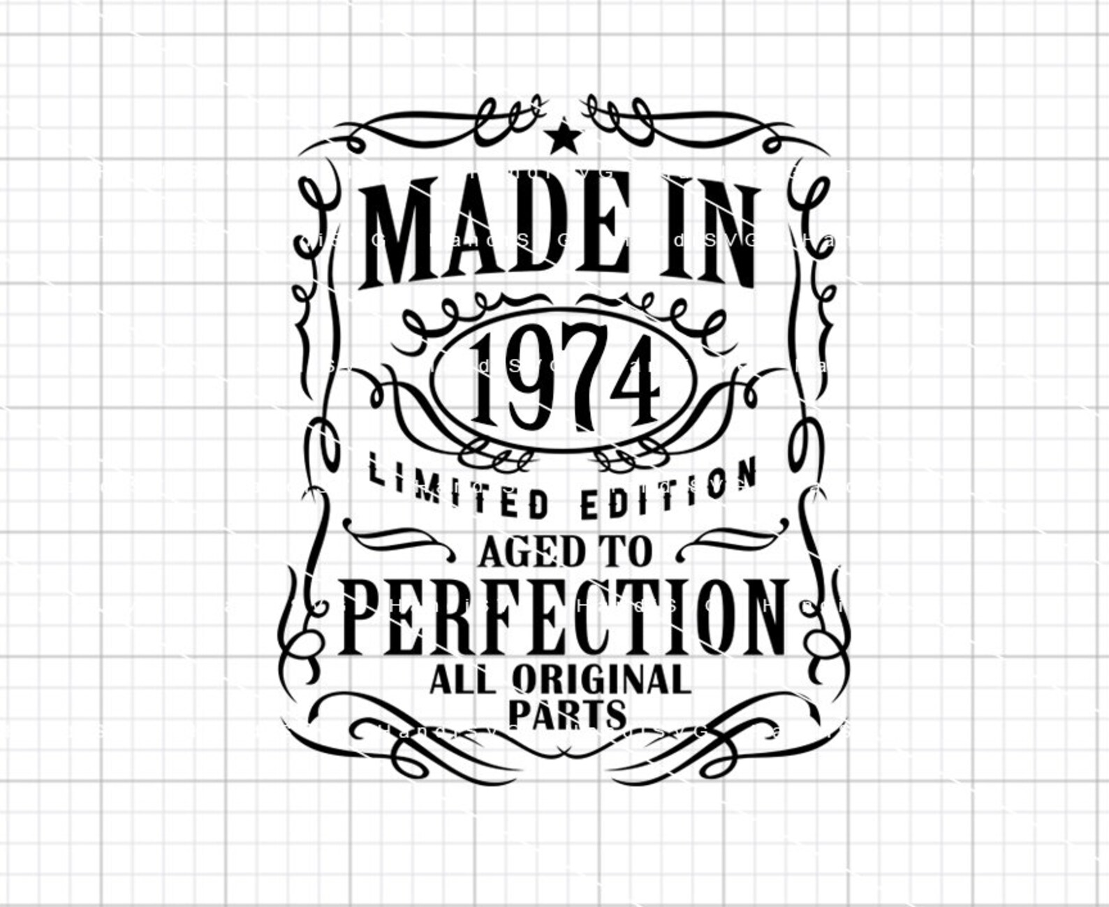 1974 Birthday SVG PNG 1974 Birthday Vintage 1974 Aged to Perfection ...