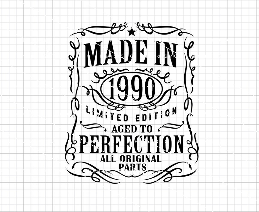 1990 Birthday SVG PNG 1990 Birthday Vintage 1990 Aged to Perfection ...