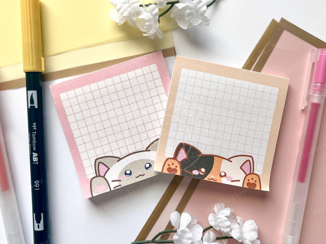 Calico Cat Sticky Note Pad: Kawaii Stationery, 3x3 Handmade Notepad - Etsy