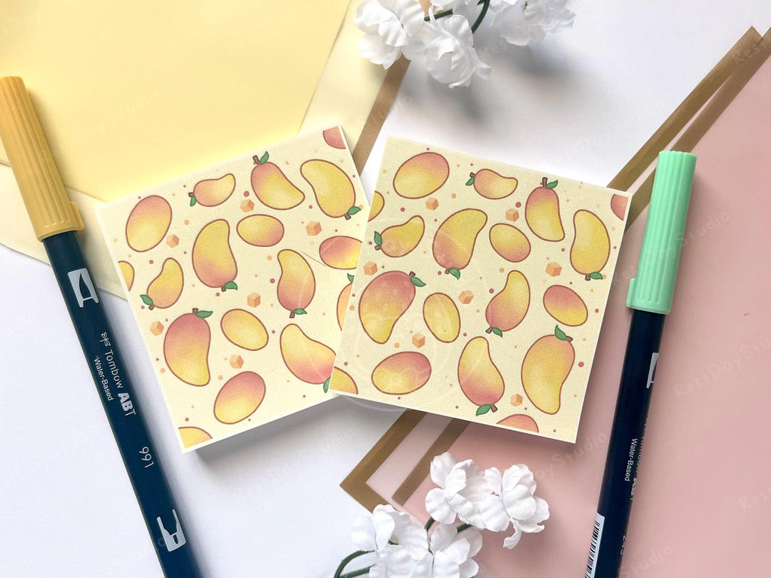 Cute Mango 3x3 Small Sticky Note Kawaii Aesthetic Handmade Stationery ...