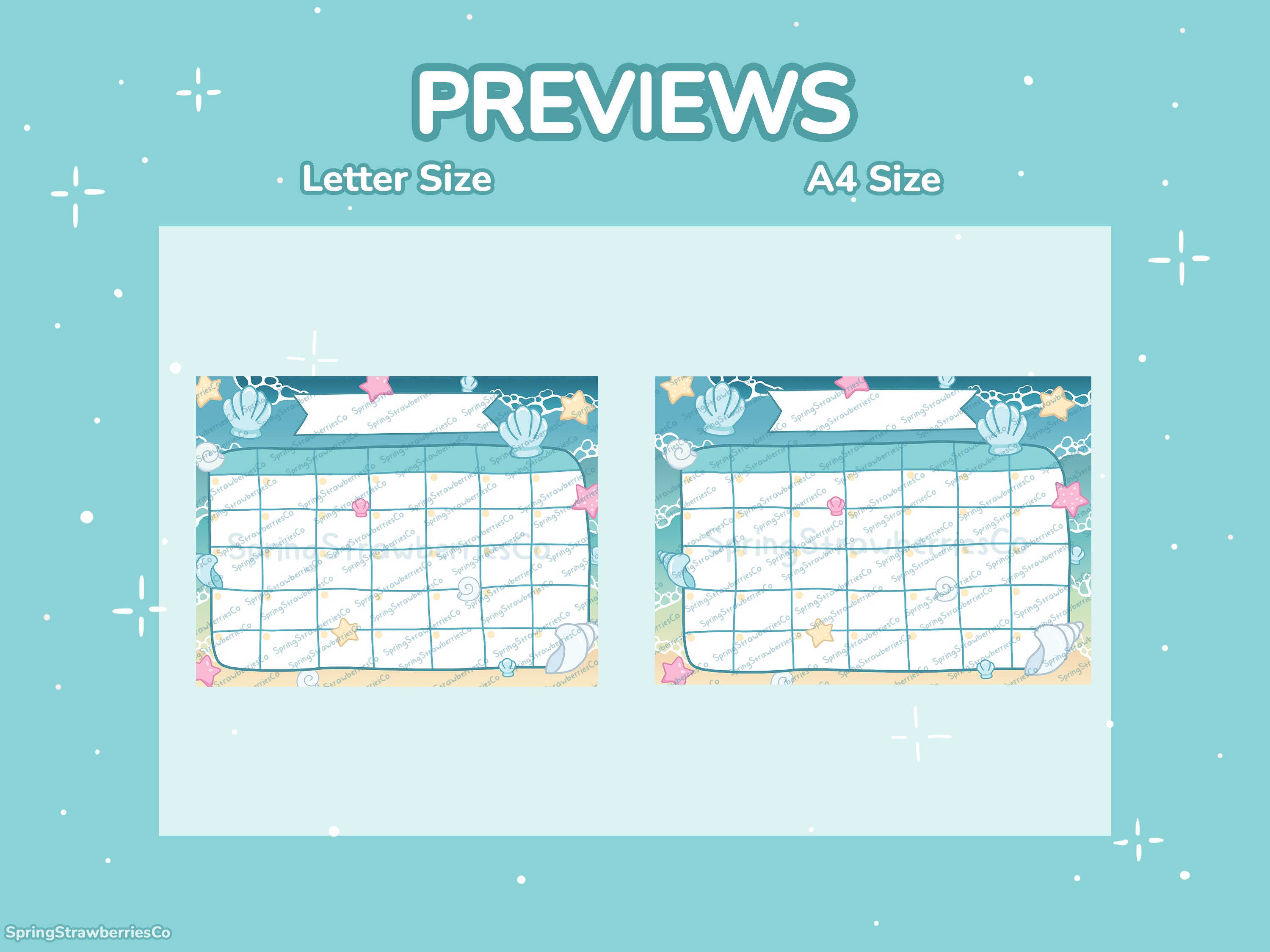 PRINTABLE CALENDAR | Ocean Waves | Cute Digital Monthly Calendar ...