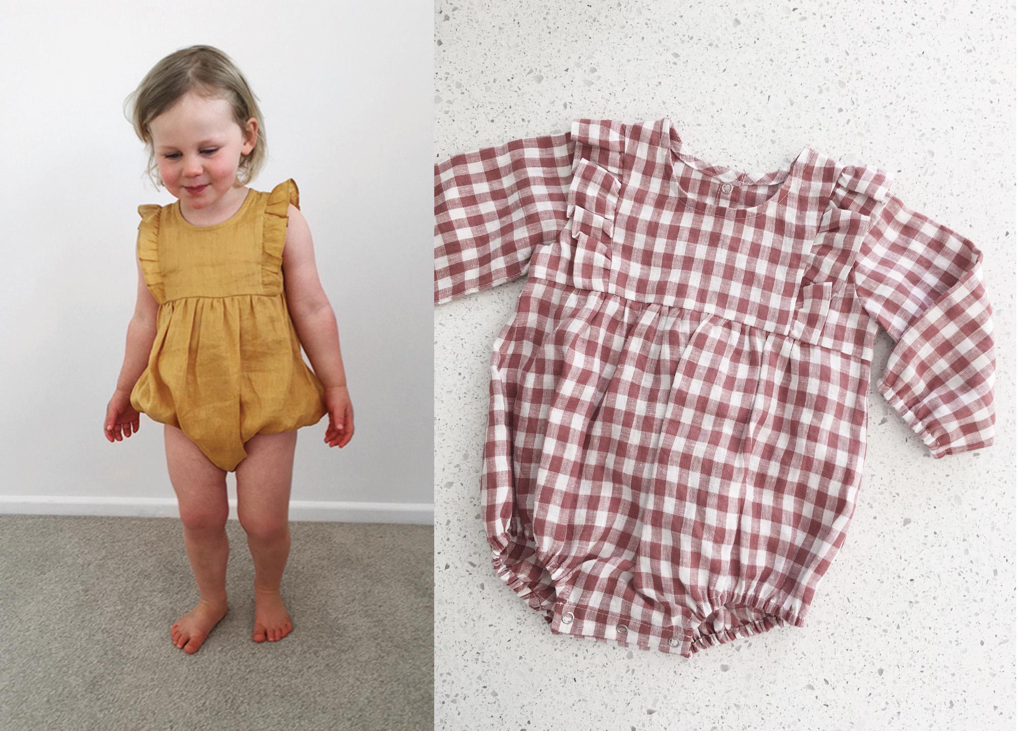 Ruffled Baby Romper Sewing Pattern: Long Sleeve & Sleeveless (PDF ...