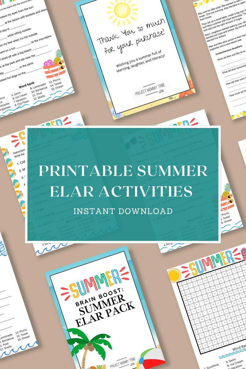 Beach-themed Summer ELAR Activity Pack | Printable Reading & Writing ...