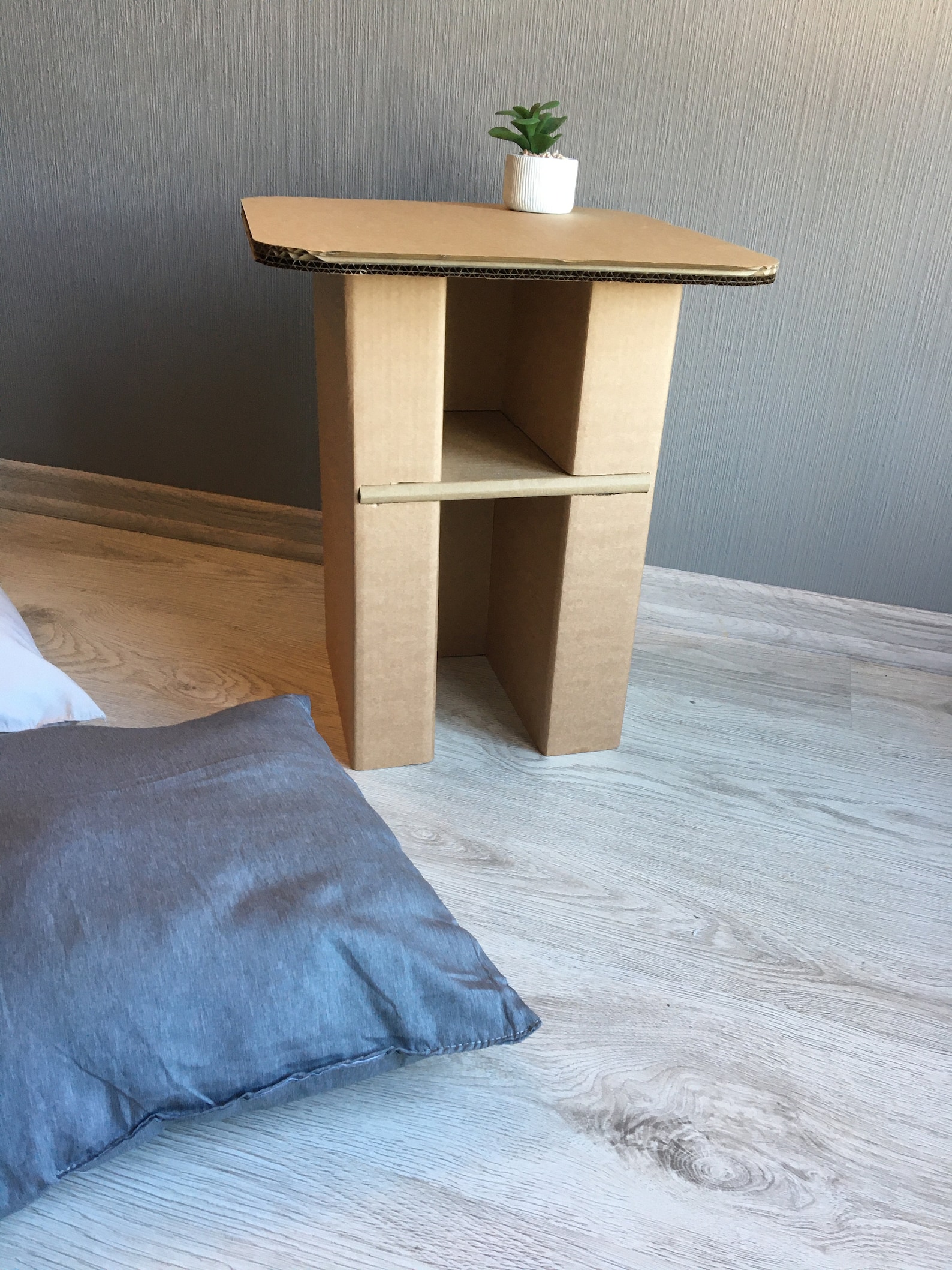 Cardboard Bedside Table. for Camps, Summer Houses, Temporary Furniture ...