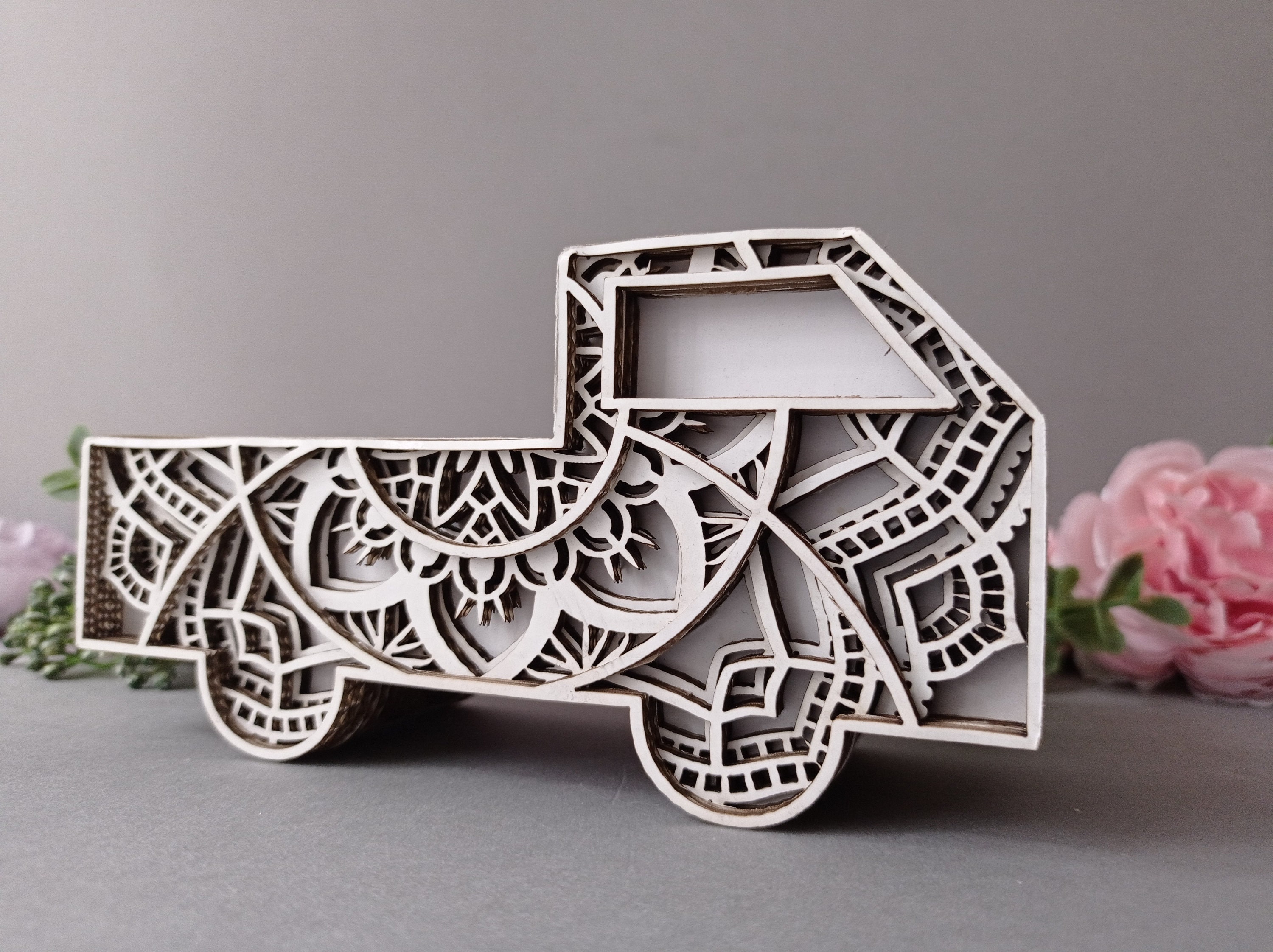 Cardboard Car Template, Cutting Files , 3D Mandala Layers, Svg, Eps ...