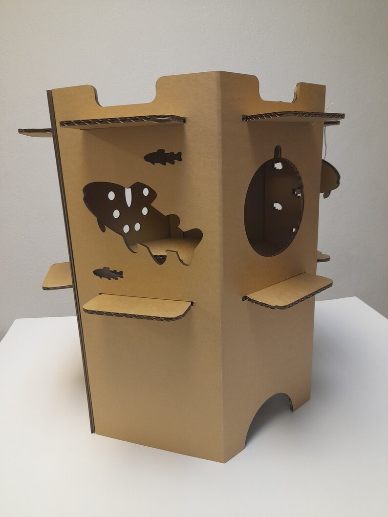 Cardboard Cats House 2-story Pet Play Fortress, Cat Bed, Cat Playhouse ...