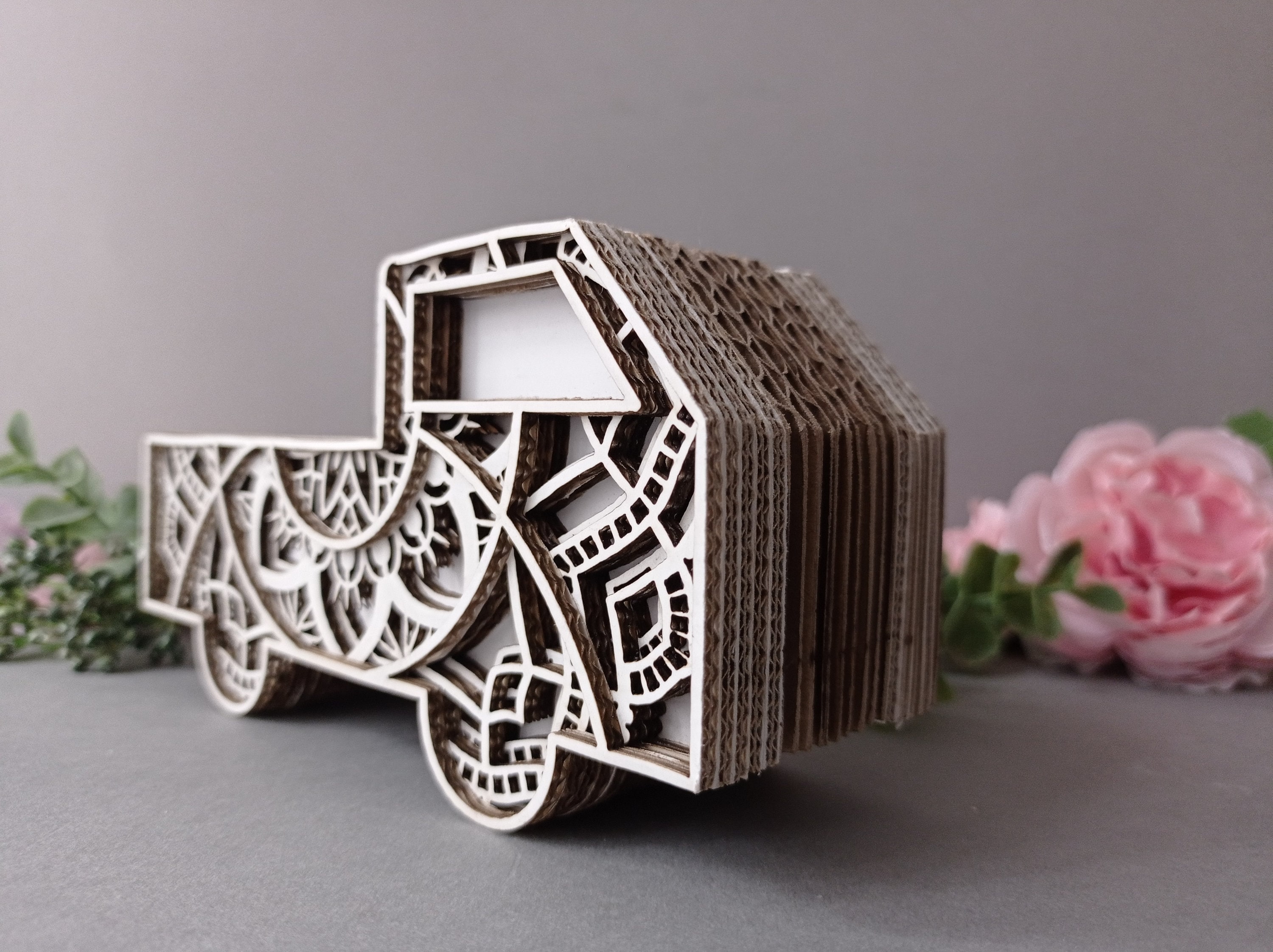 Cardboard Car Template, Cutting Files , 3D Mandala Layers, Svg, Eps ...