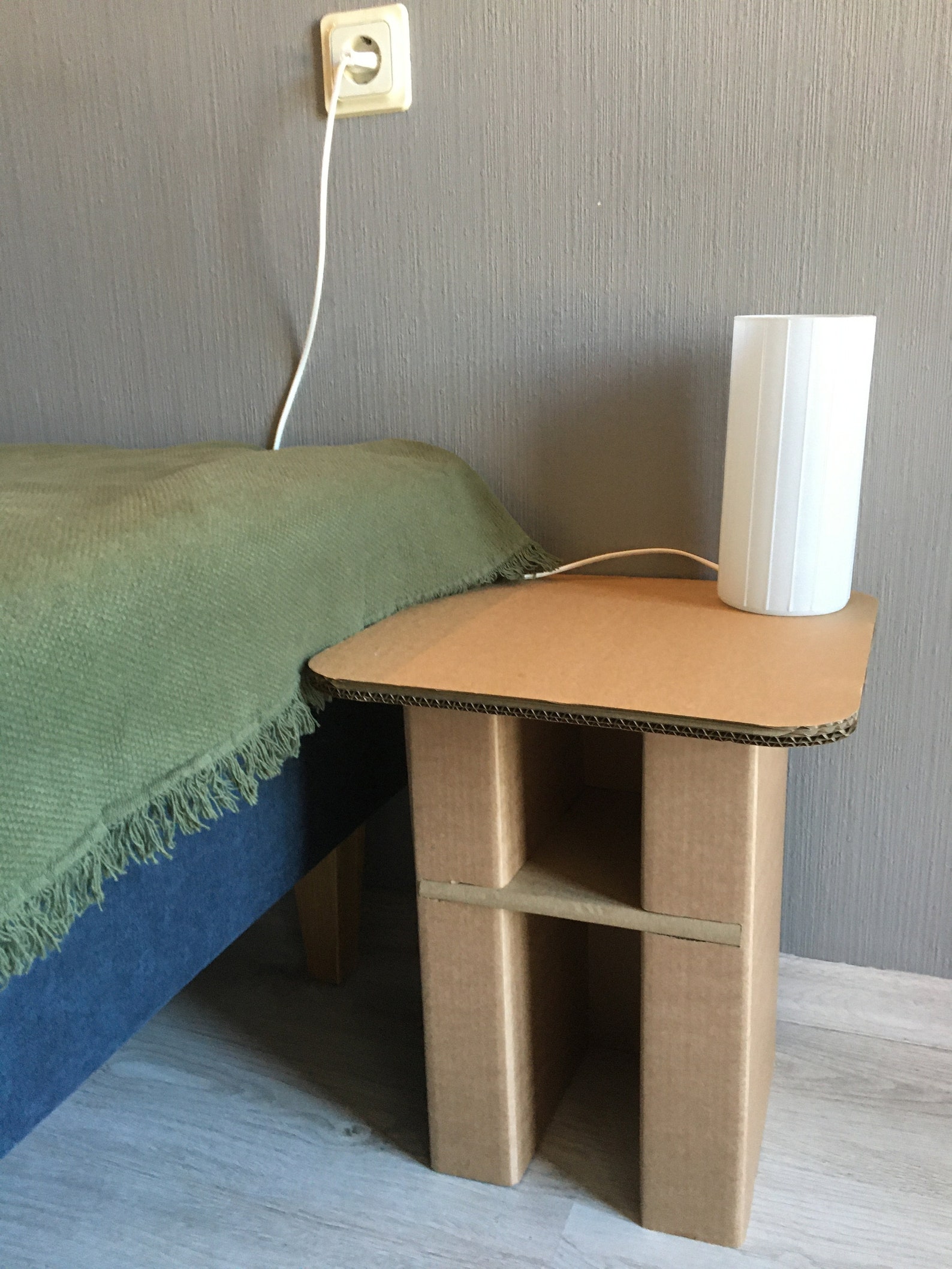 Cardboard Bedside Table. for Camps, Summer Houses, Temporary Furniture ...