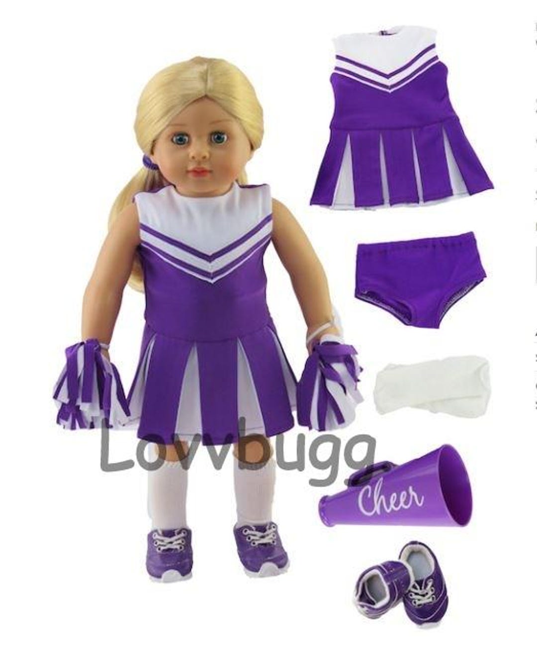 Complete Purple Cheerleader Outfit for 18 Inch American Girl Sports ...
