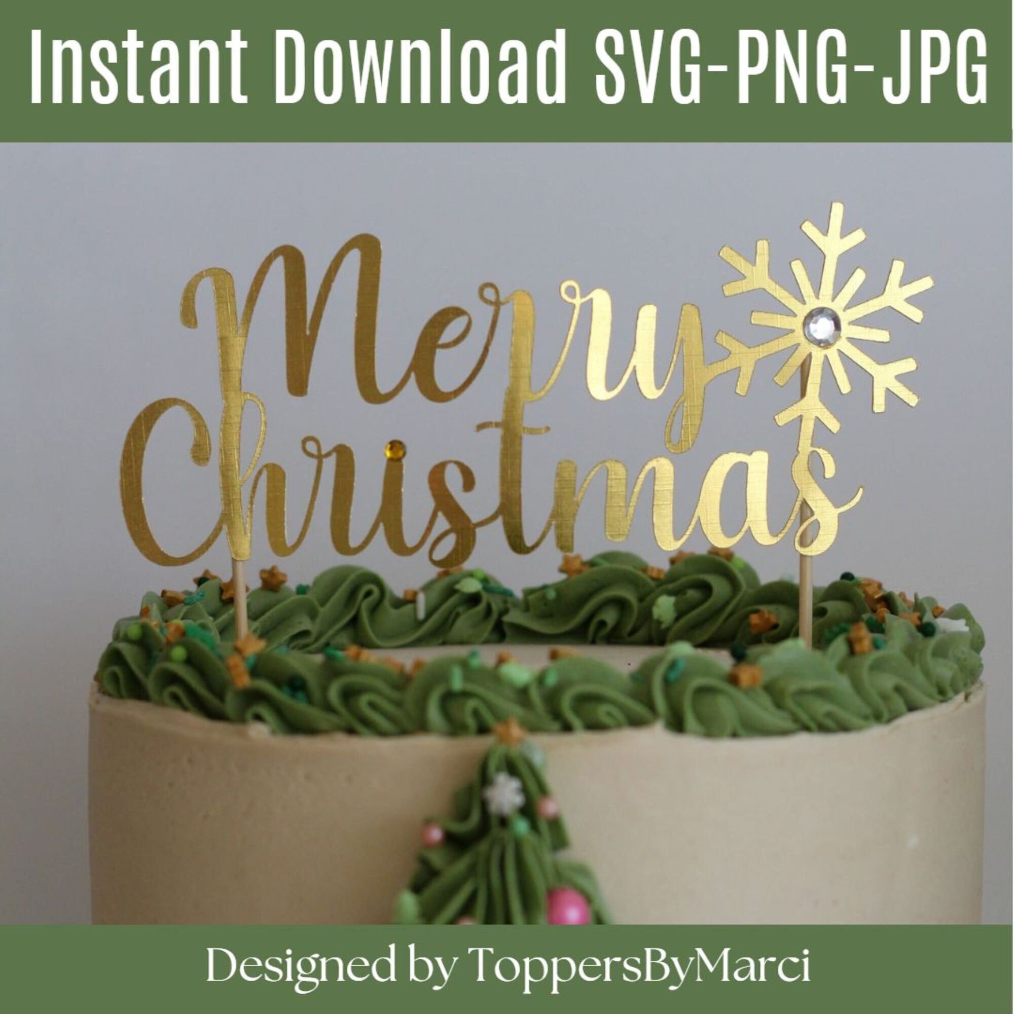 Merry Christmas Cake Topper - Etsy