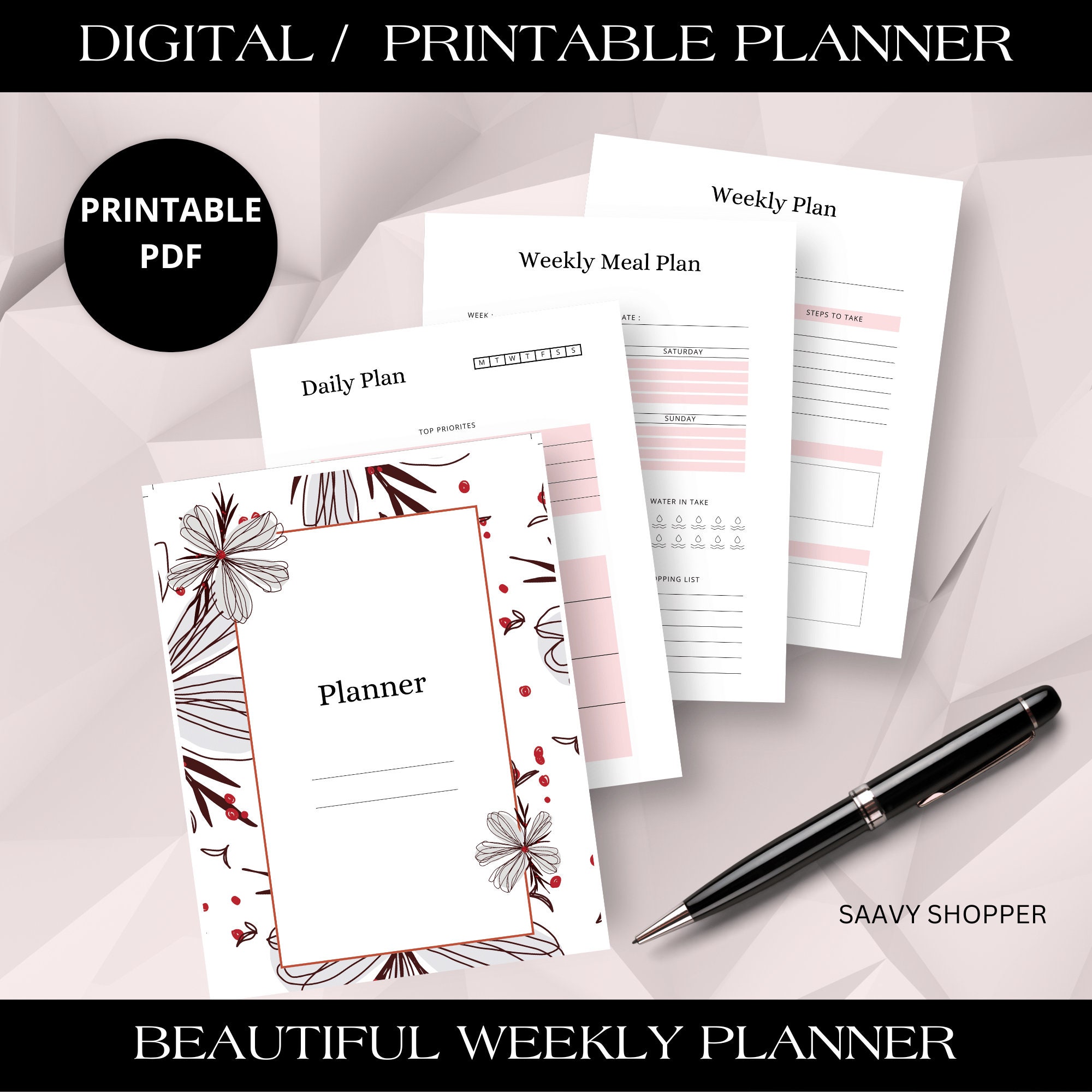 Printable Weekly Planner | Digital Weekly Planner | Weekly Planner ...