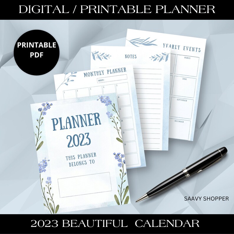 2023 Yearly Planner | Yearly Template | Yearly Planner Printable | Year ...