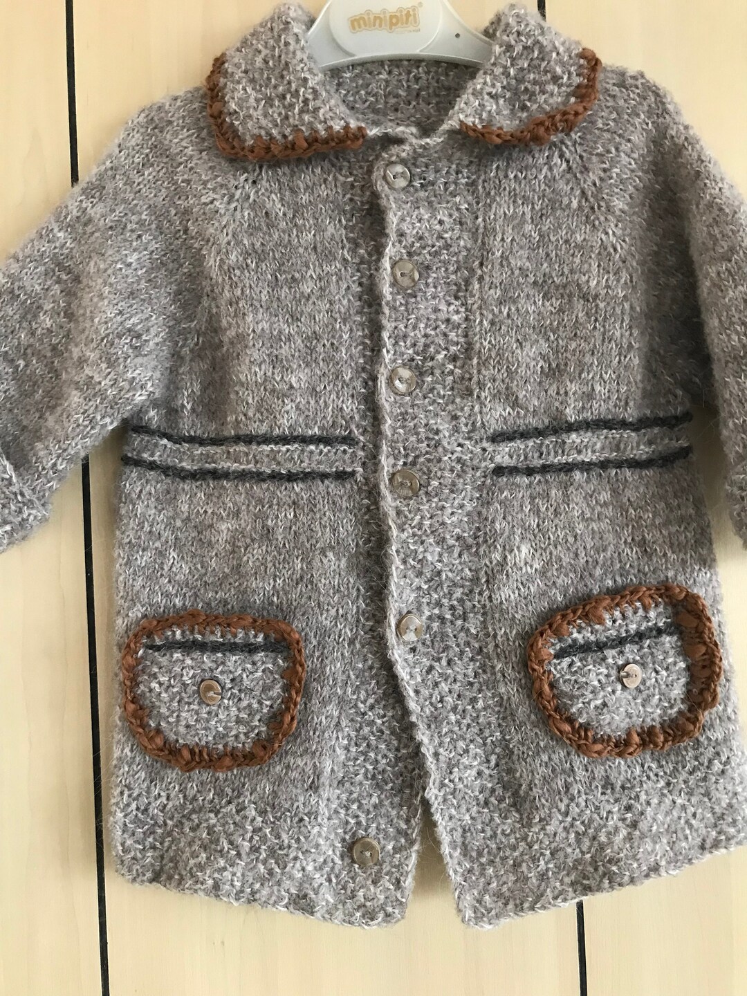 Hand Knitted Baby Wool Cardigan: Brown Knit Jacket (1-2 Years) - Etsy