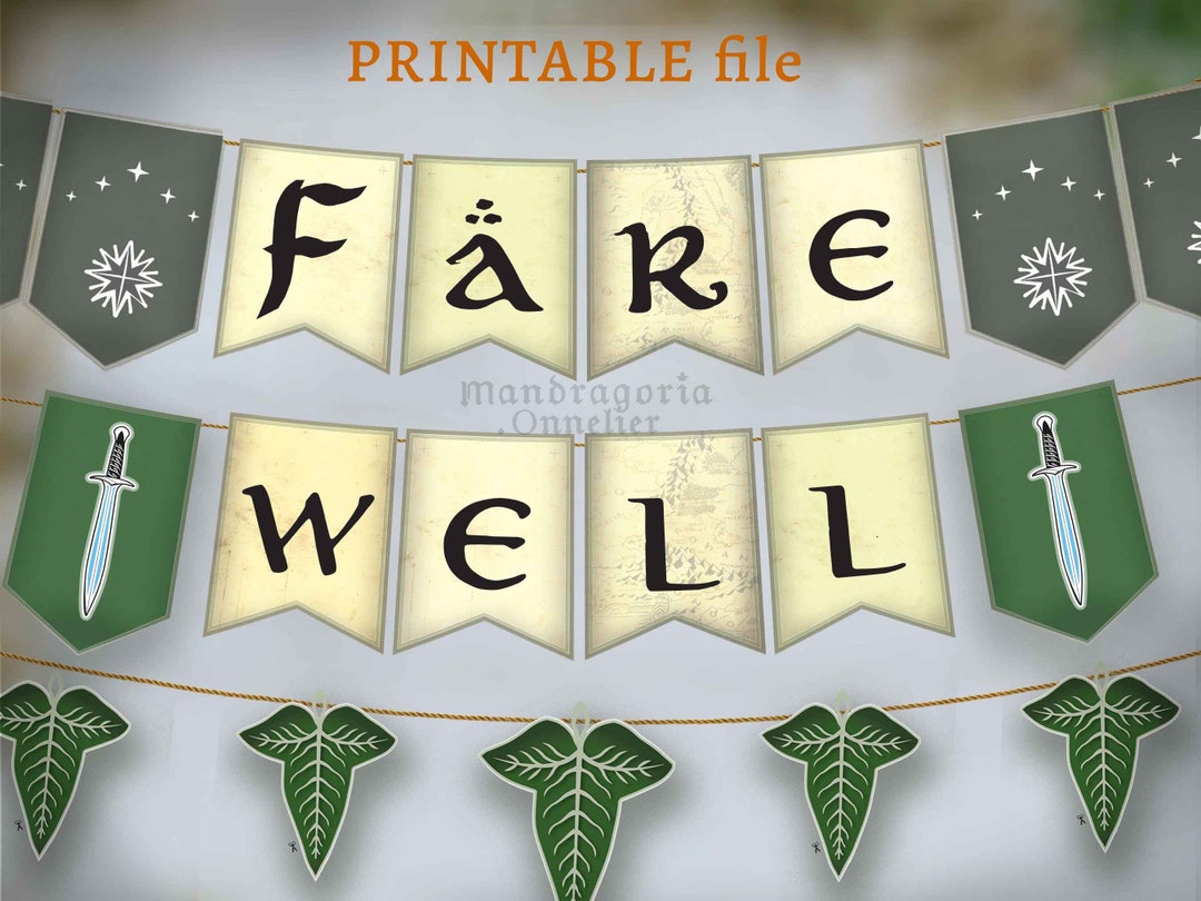 Farewell Banner Middle Earth Style, PRINTABLE Decor, Good Luck Travel ...