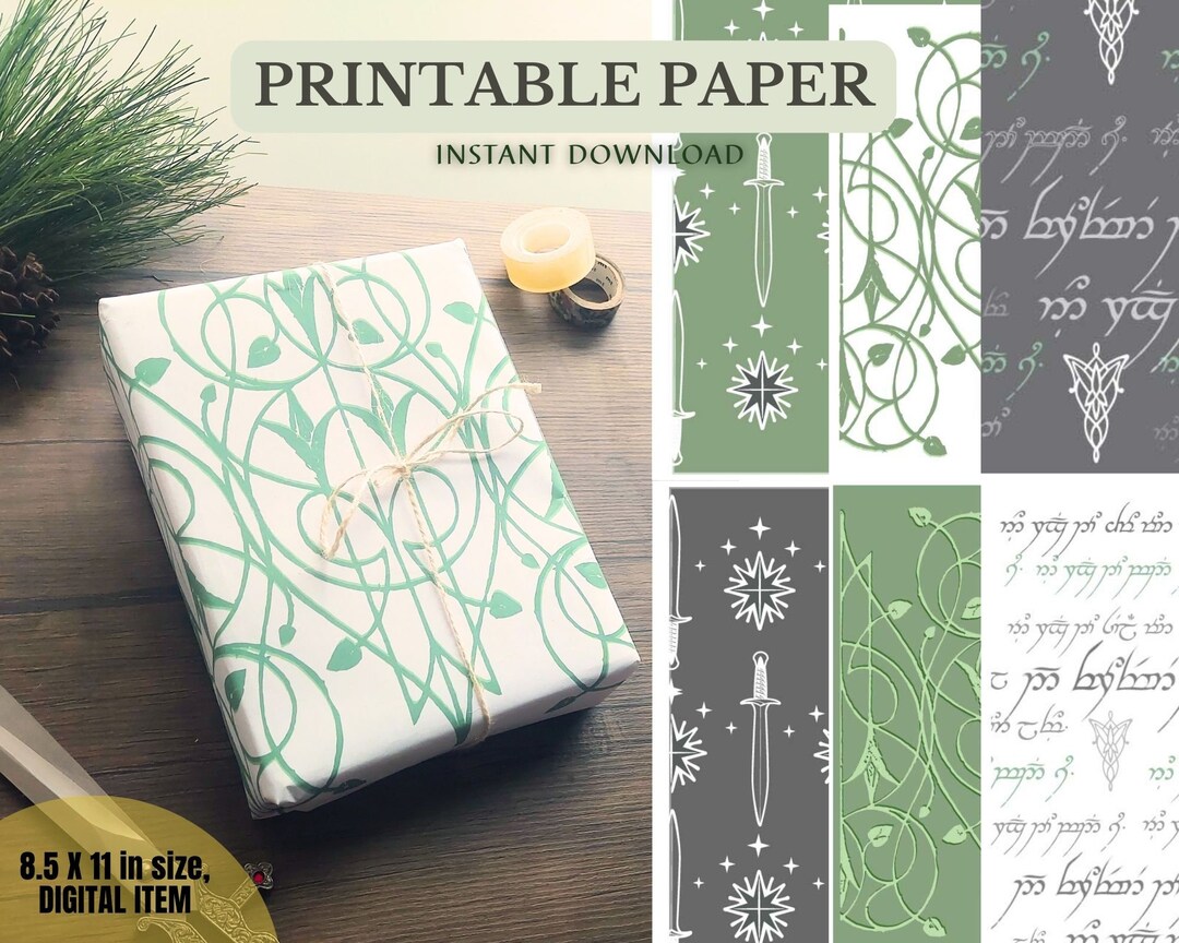 Medieval Fantasy Printable Gift Wrap Paper - 8 Designs Elven Paper ...