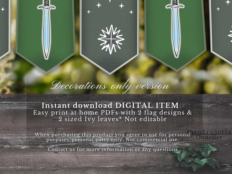 Medieval Fantasy Garland, PRINTABLE DIY Wall Decoration, Ivy Sword and ...