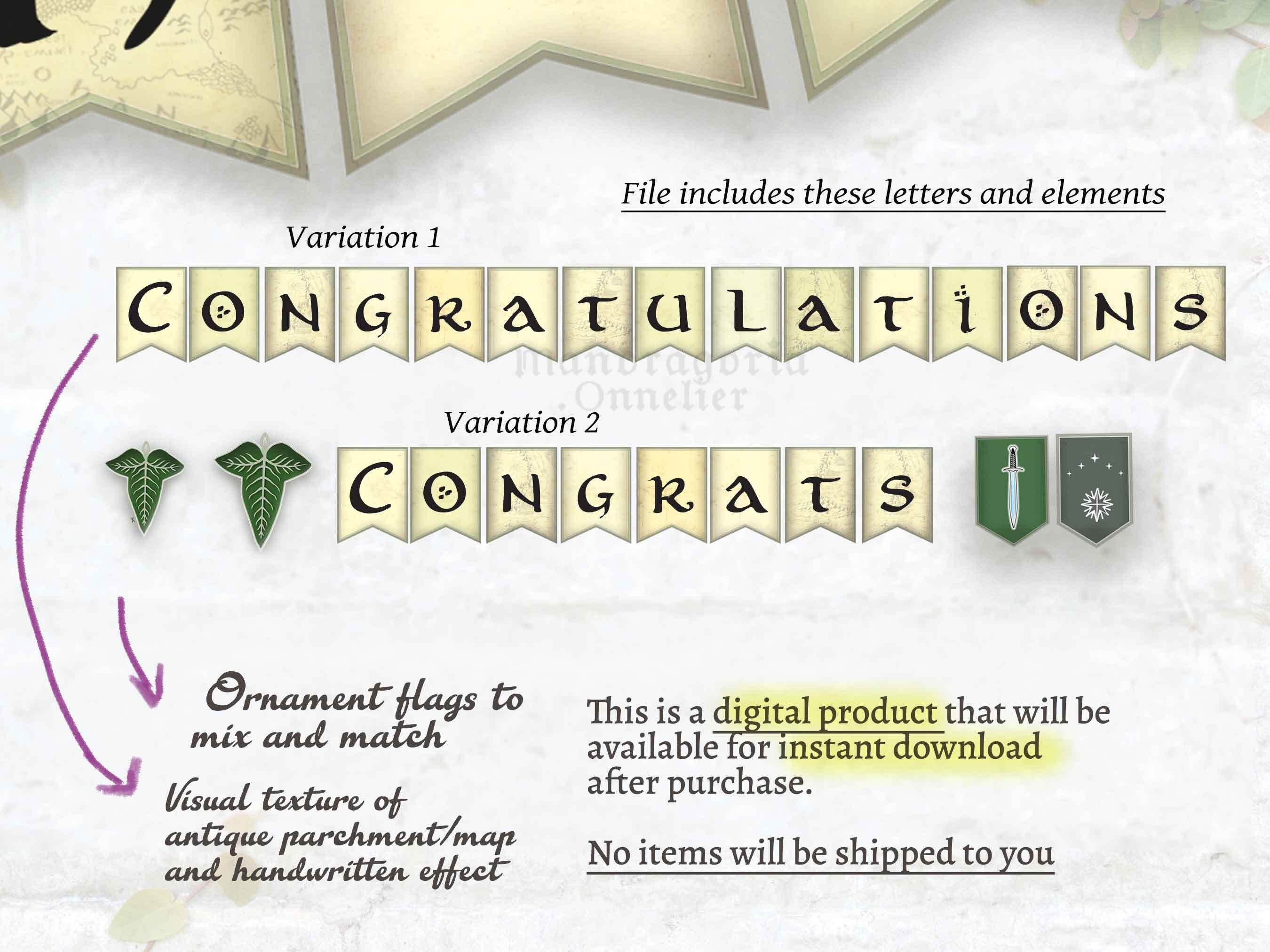 Themed Congratulations Banner Epic Medieval Party Style, PRINTABLE ...
