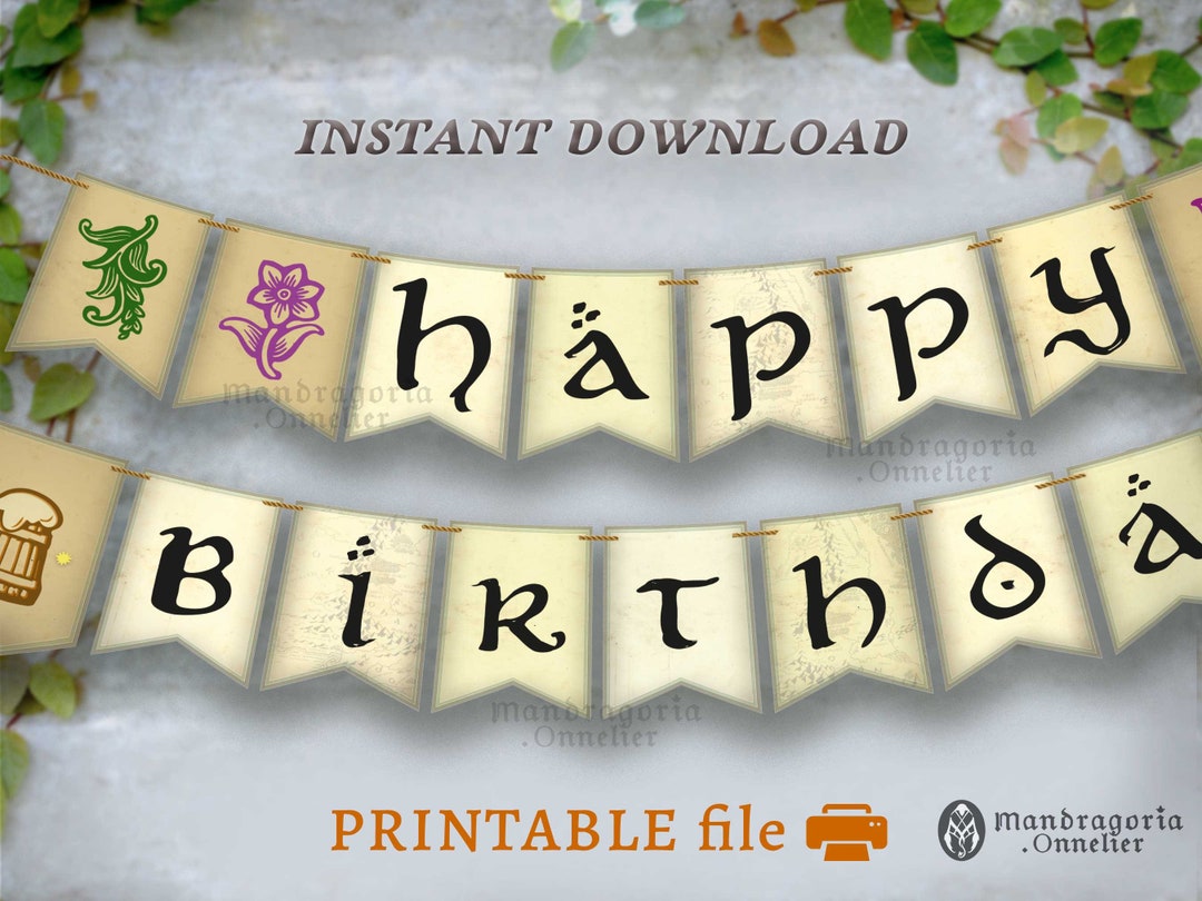 Fairy Birthday Banner, PRINTABLE Fantasy Party Printable Decor ...